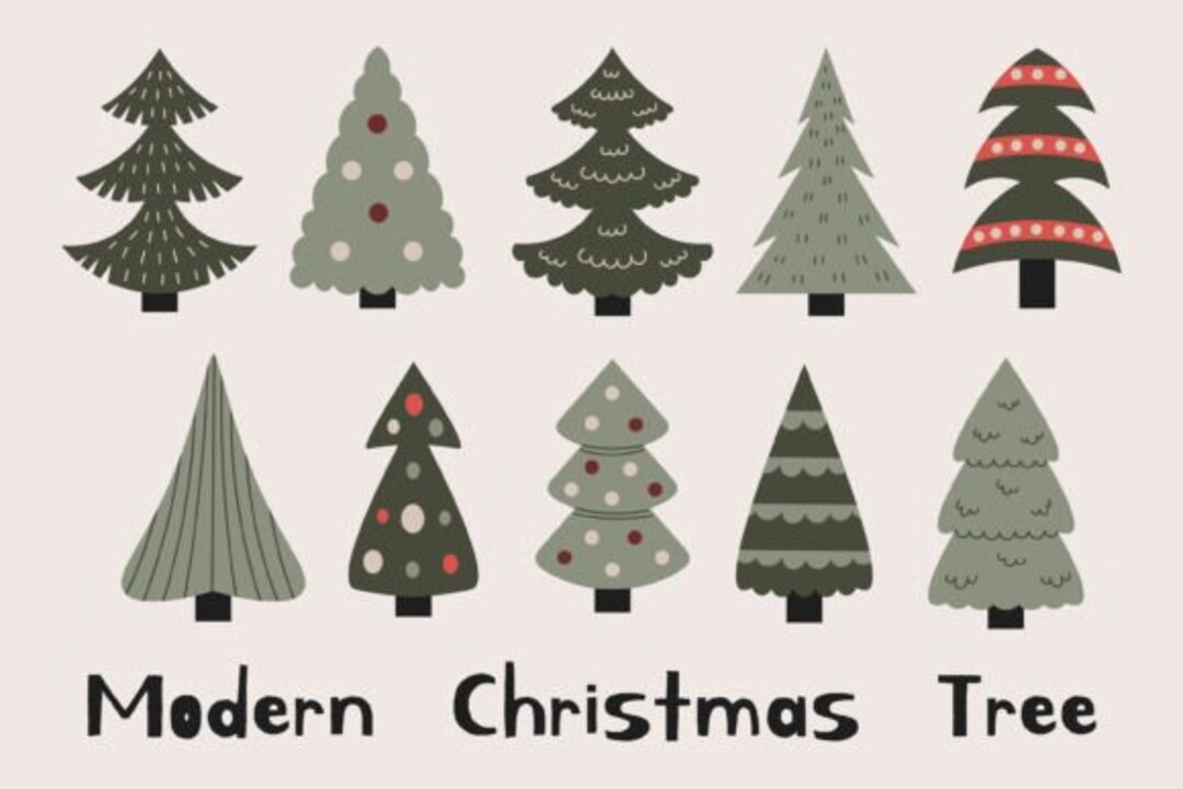 Modern Christmas Tree PNG Clipart - Instant Download - Etsy