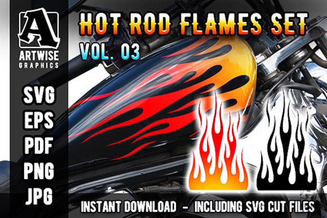 Hot Rod Fire Flame Vector Graphics Set Design - Instant Download - Etsy
