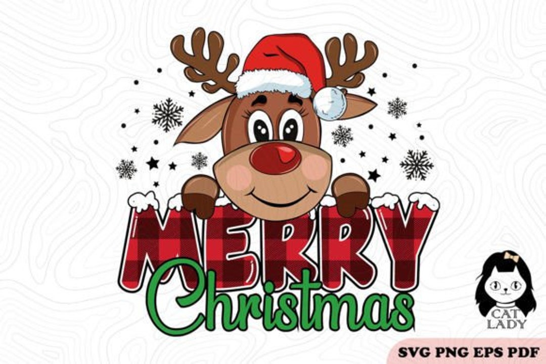 Reindeer Merry Christmas SVG PNG - Instant Download - Etsy