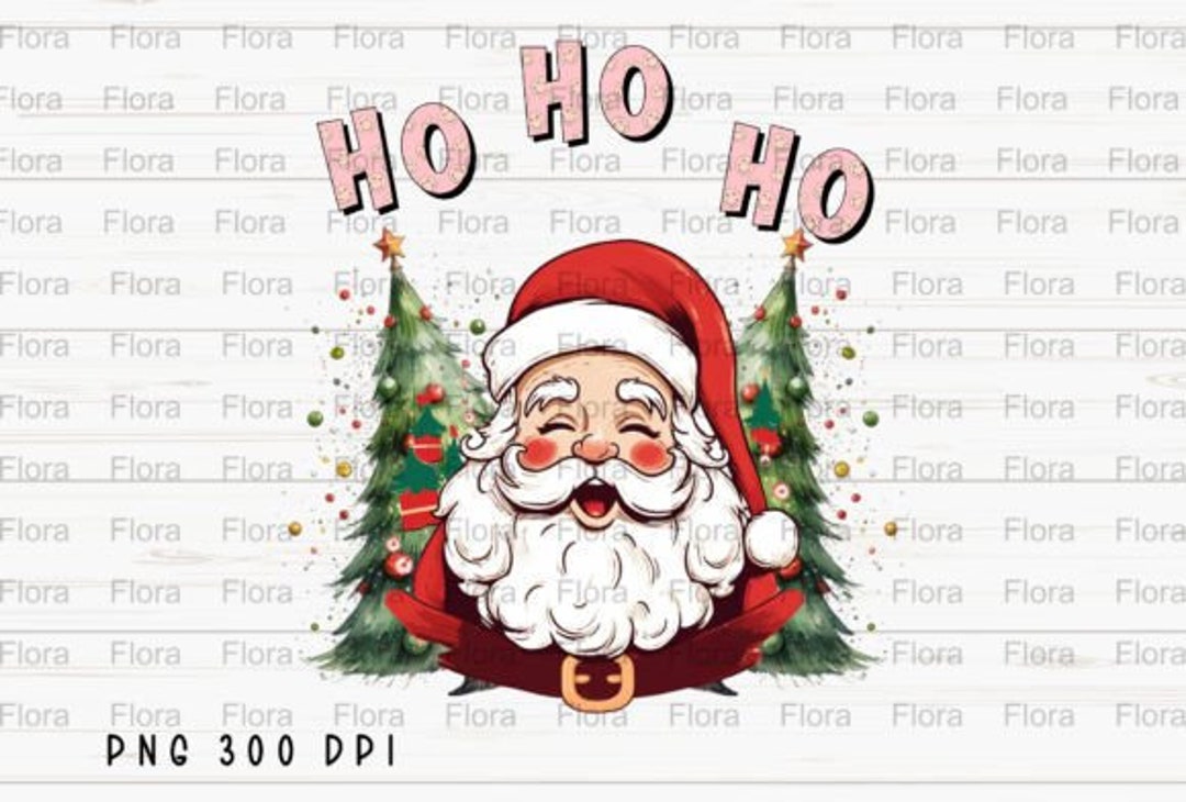 Ho Ho Ho Smiley Face Christmas Tree PNG - Instant Download - Etsy