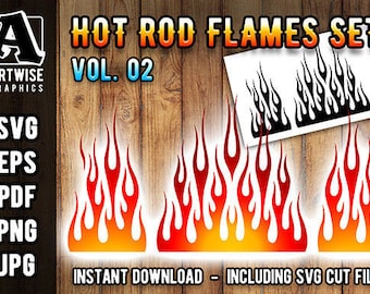 Hot Rod Fire Flame Vector Graphics Set Design Instant Download - Etsy