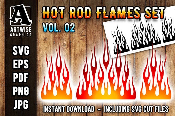 Hot Rod Fire Flame Vector Graphics - Etsy