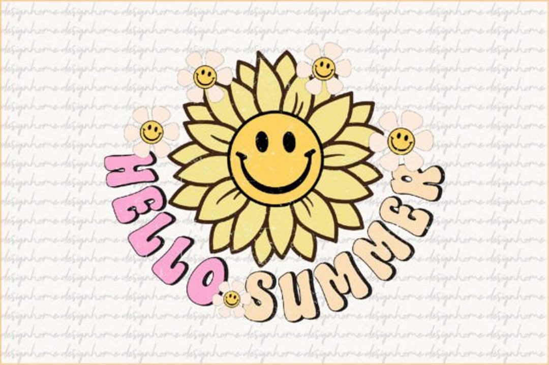 Retro Hello Sunshine Flower PNG - Instant Download Art File - Etsy