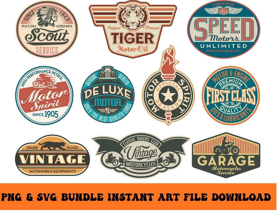 Vintage Motor Company Signs - Instant Digital Download - PNG & SVG - Etsy