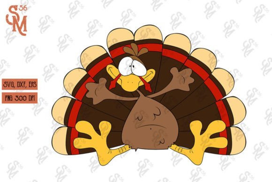 Turkey Drawing Clip Art- Thanksgiving PNG SVG EPS - Etsy