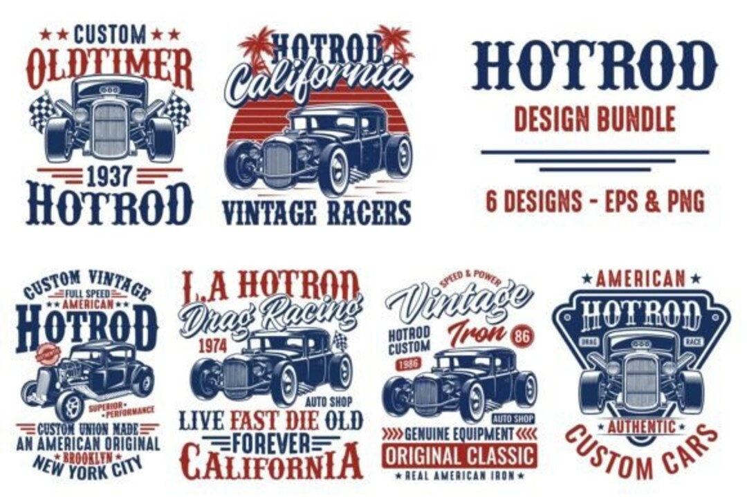 Hotrod Graphic Designs Bundle PNG EPS - Etsy