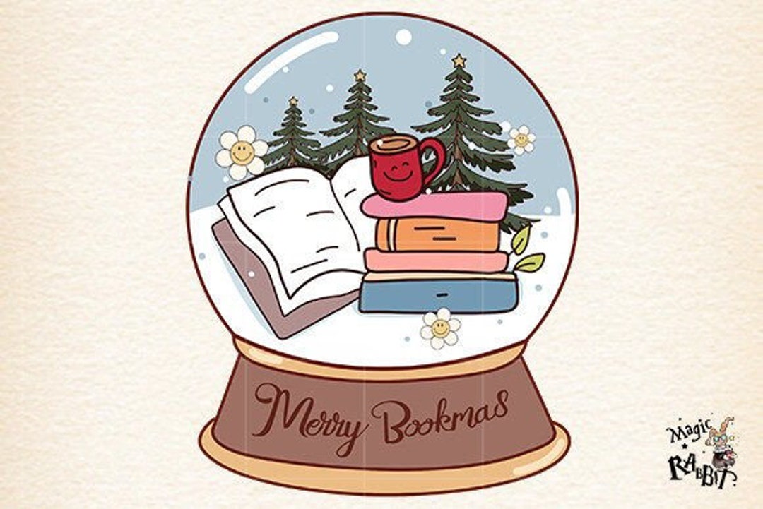 Merry Bookmas Snow Globe Christmas PNG - Instant Download - Etsy
