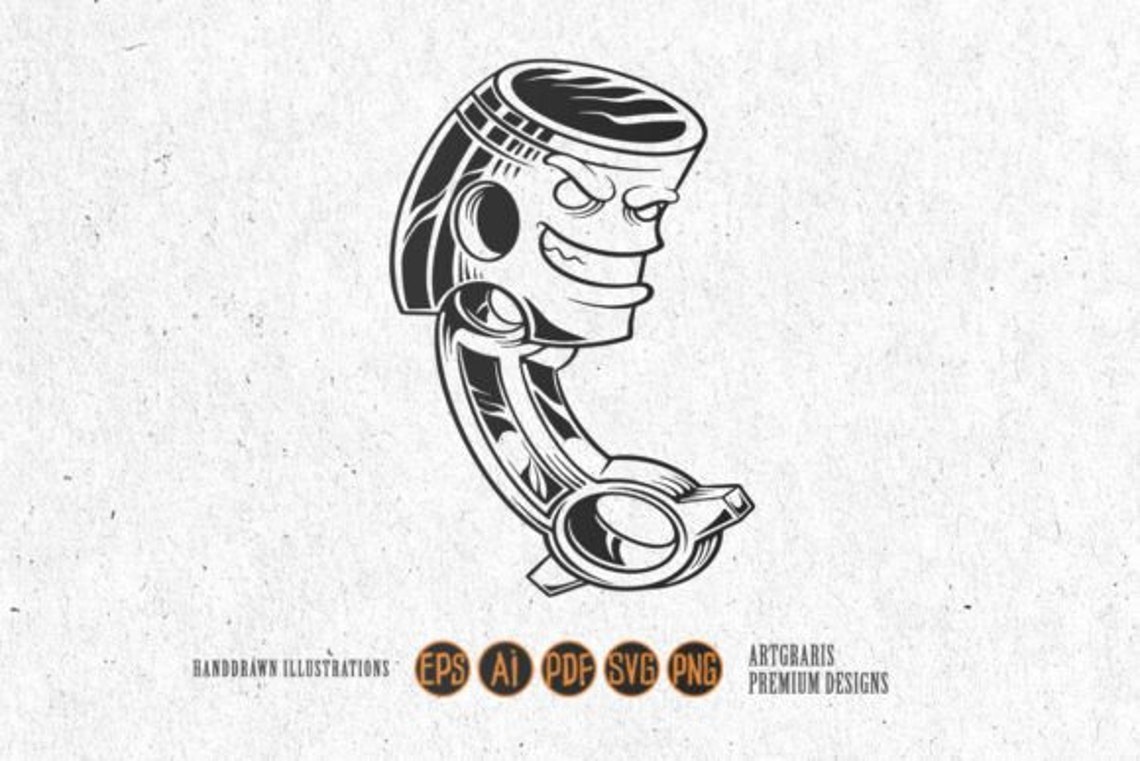 Piston Head Hot Rod Logo Illustrations Design - Instant Download - Etsy