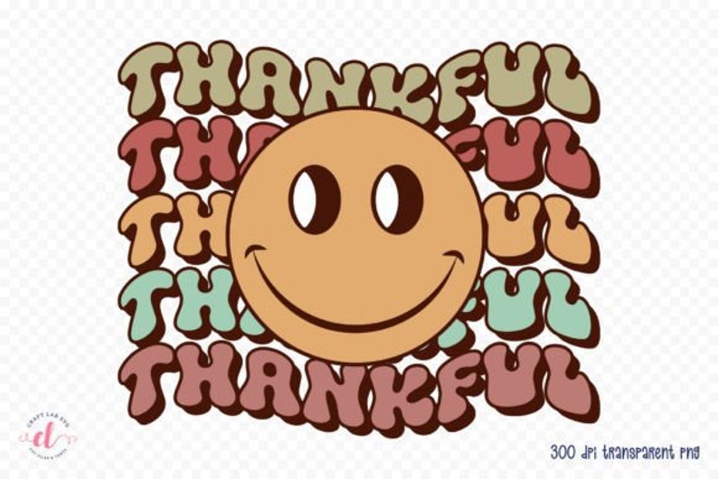 Retro Thanksgiving- Thankful PNG - Instant Download - Etsy