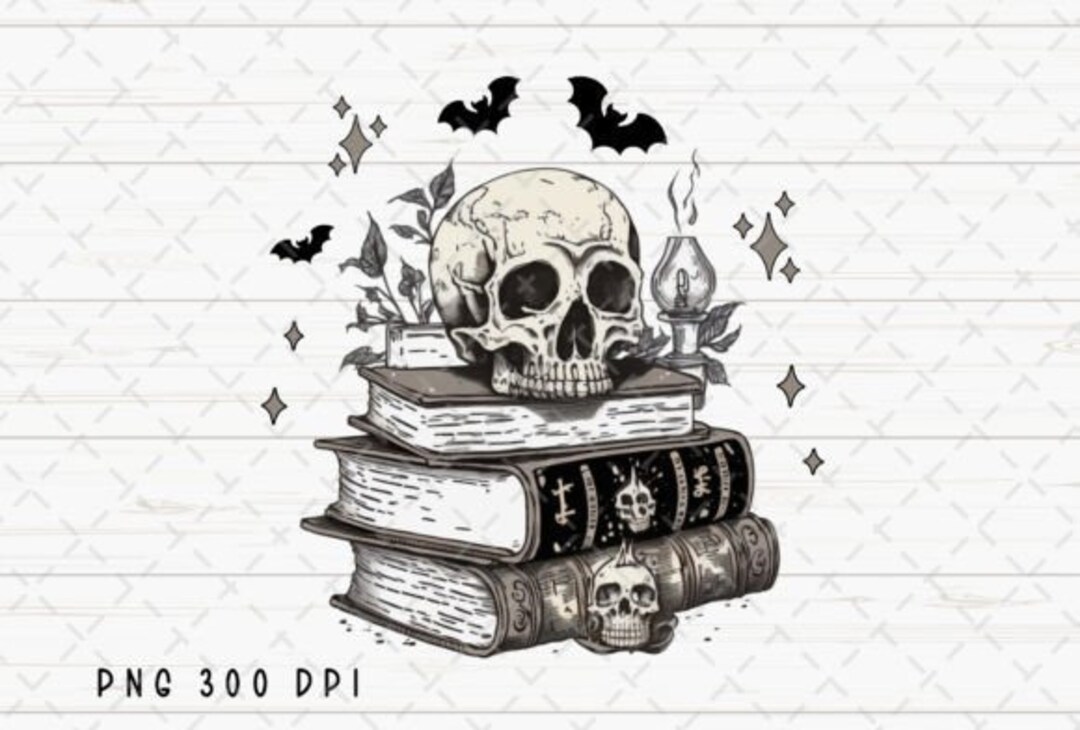 Spooky Spell Books Skull Halloween PNG - Etsy