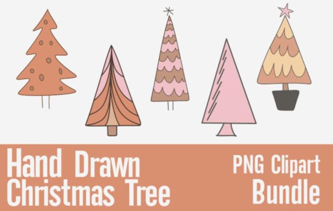 Hand Drawn Christmas Tree PNG Clipart - Instant Download - Etsy