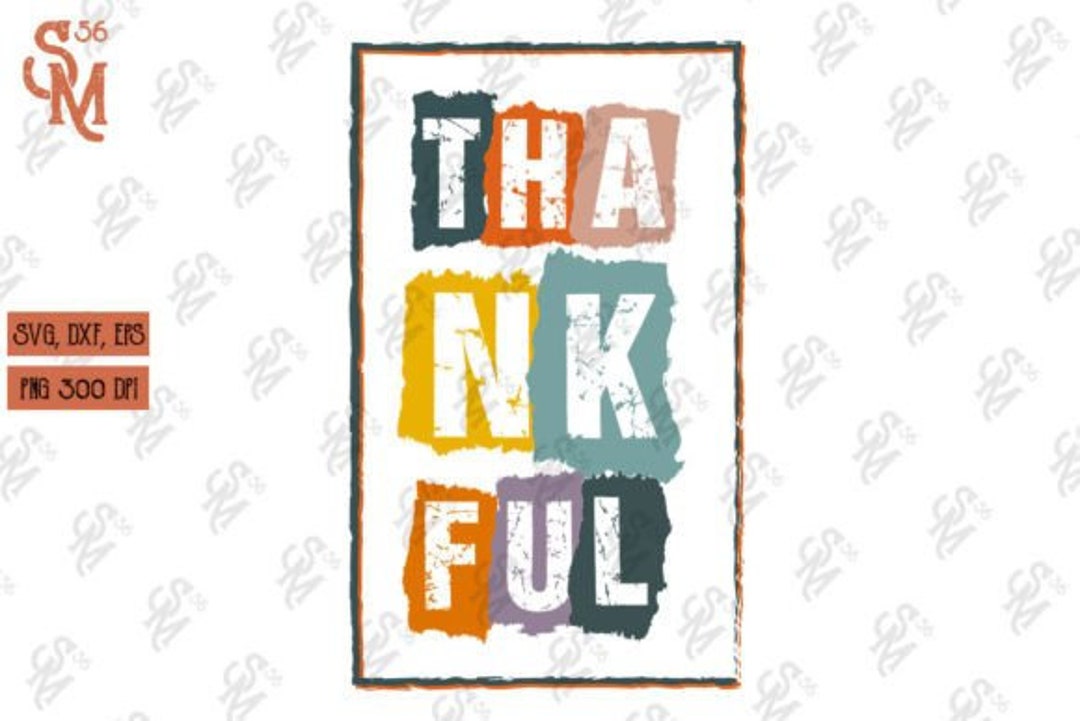 Colorful Thankful Thanksgiving Words Design SVG PNG EPS - Etsy
