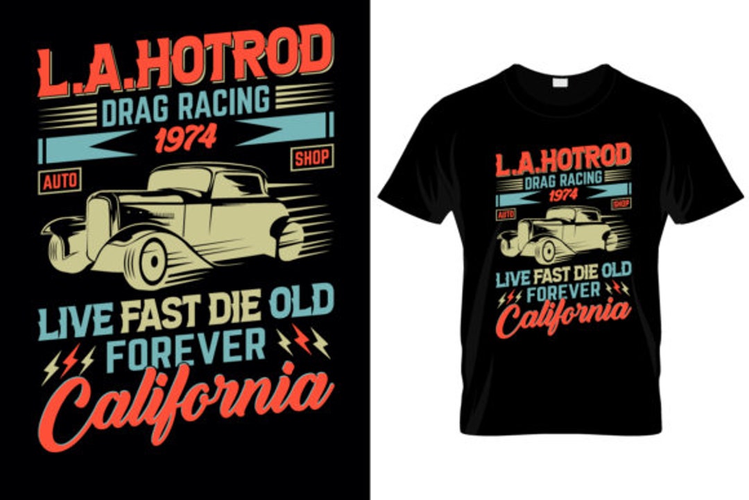LA Hot Rod Racing Vintage - Hot Rod T Shirt Design - Instant Download ...