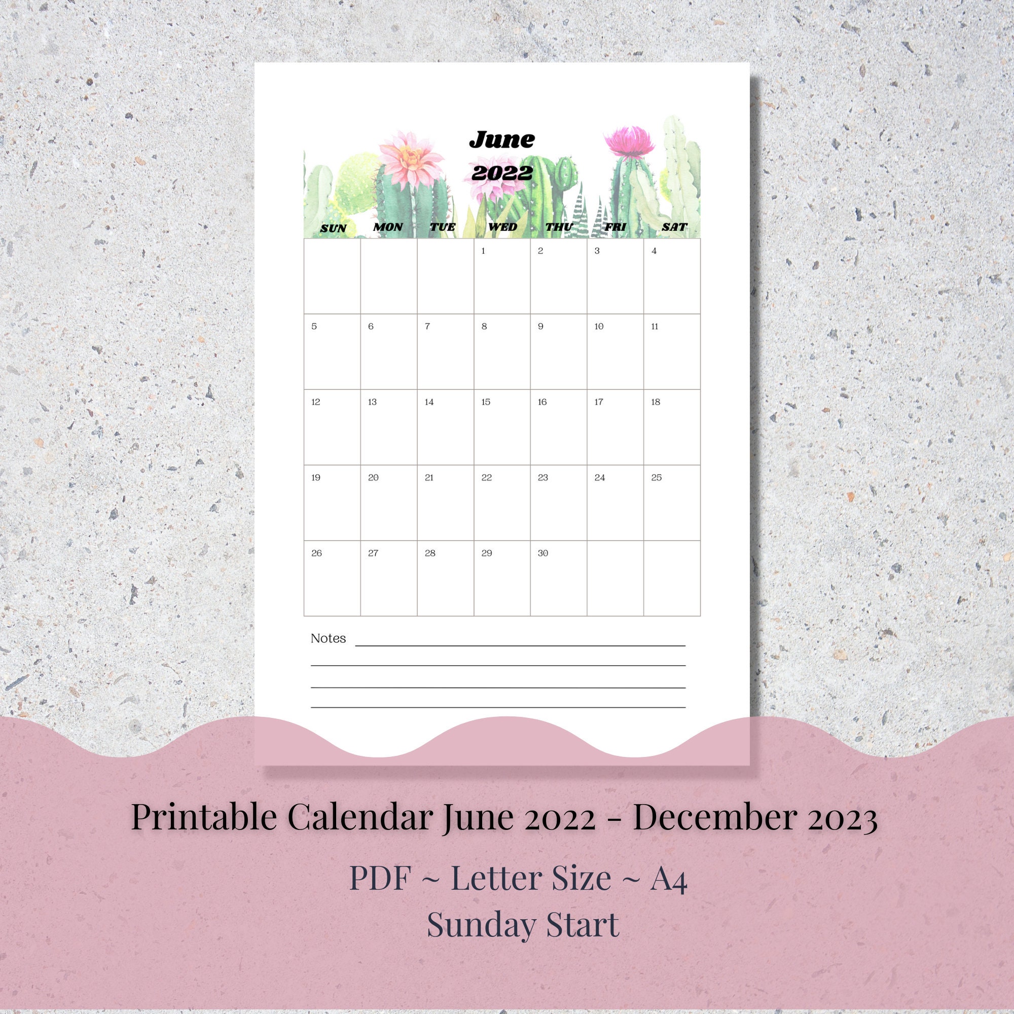 Printable Monthly Calendar June 2022