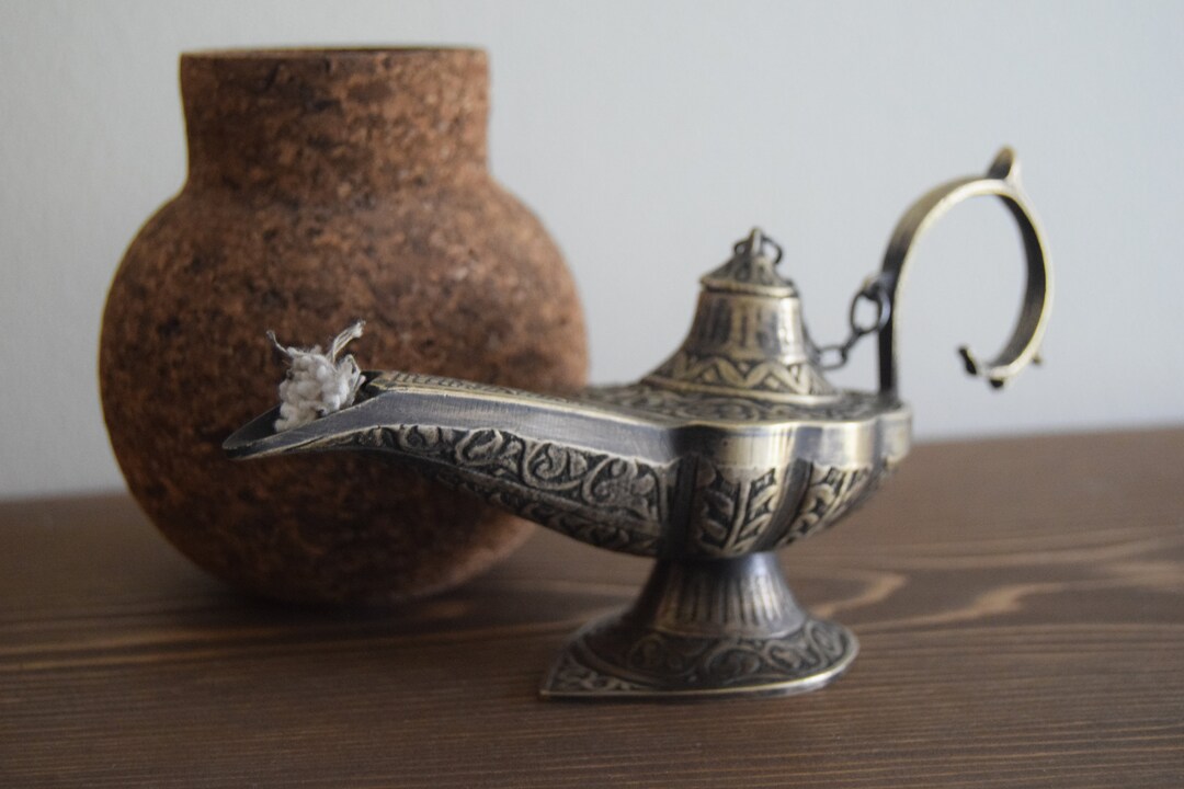 Hand Forged Brass Aladdin Genie Oil Lamp Vintage Oil Lamp - Etsy