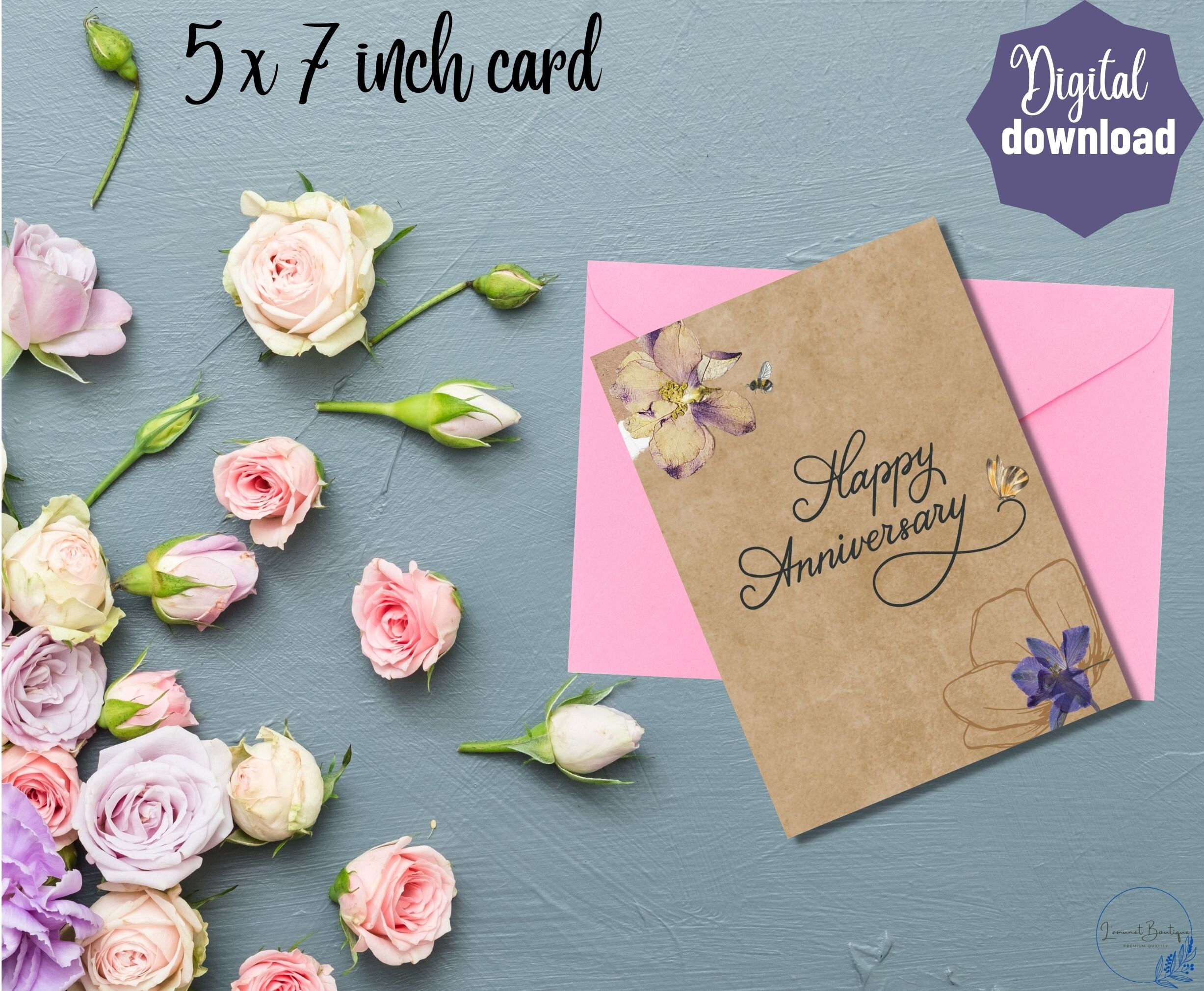 Printable Happy Anniversary Greeting Card Instant Download 5x7 Inch ...