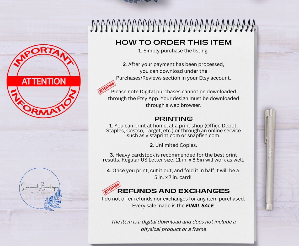 Printable Any Occasion Greeting Card Instant Download 5x7 Inch Card ...