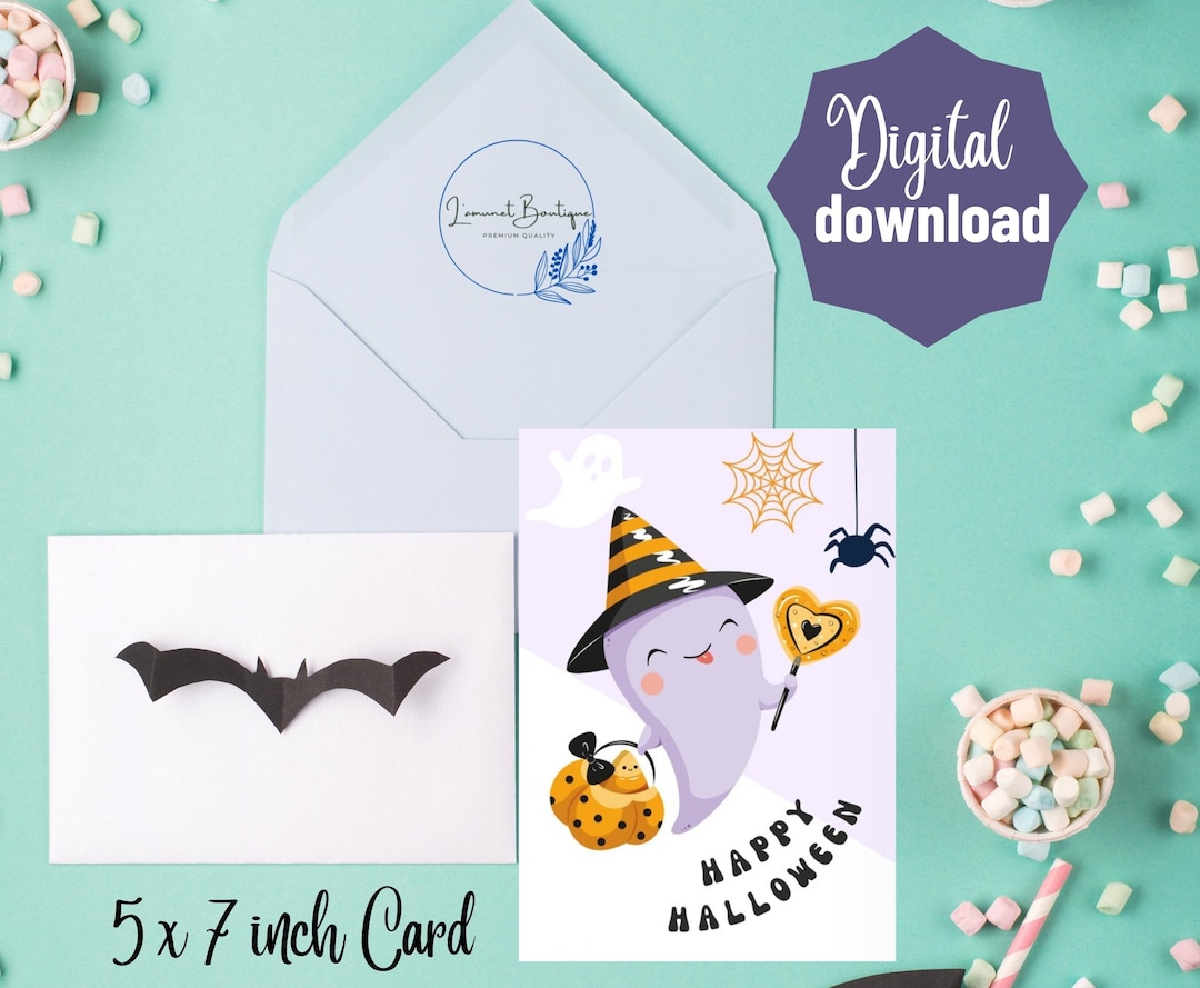 Printable Halloween Greeting Card Instant Download 5x7 Inch Card for ...