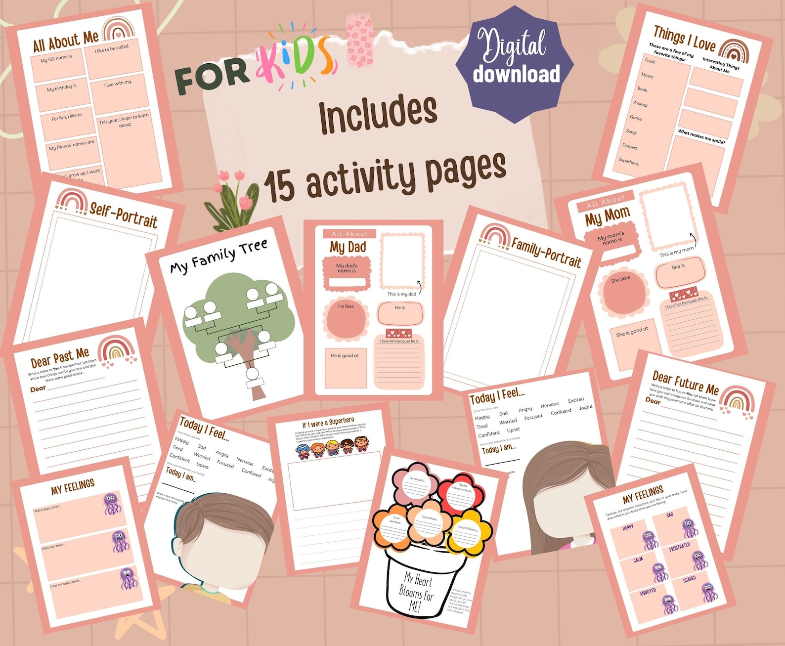15 Printable Pages Instant Download Therapist Worksheets Session Packet ...