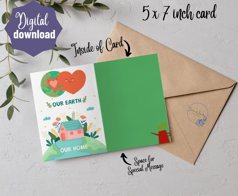 Printable Happy Earth Greeting Card Instant Download 5x7 Inch - Etsy