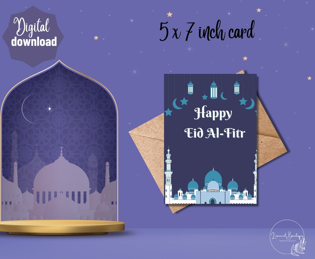 Printable Happy Eid Al-fitr Greeting Card Instant Download 5x7 Inch ...