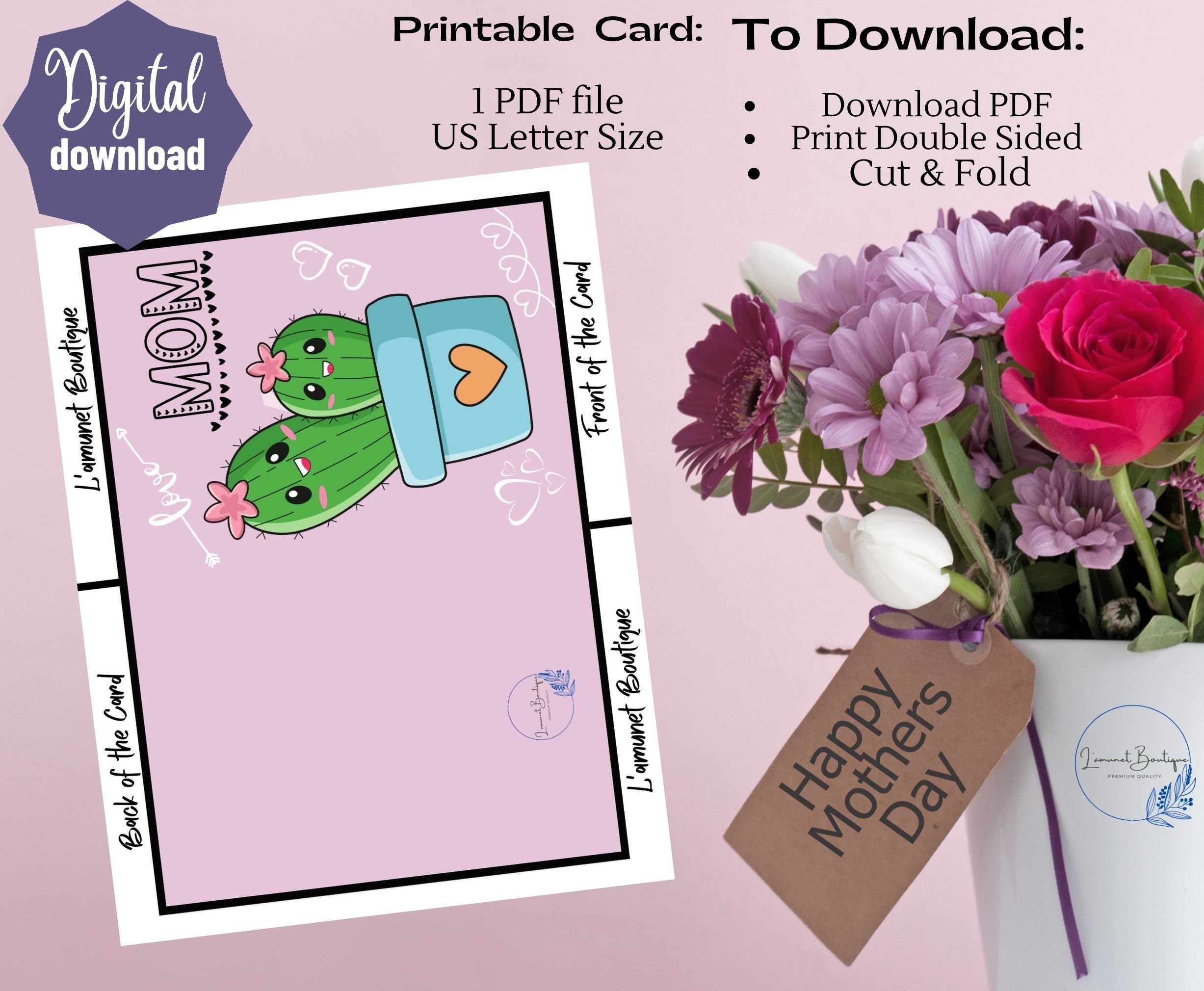 Printable Mother's Day Greeting Card Instant Download 5x7 Inch Card for ...