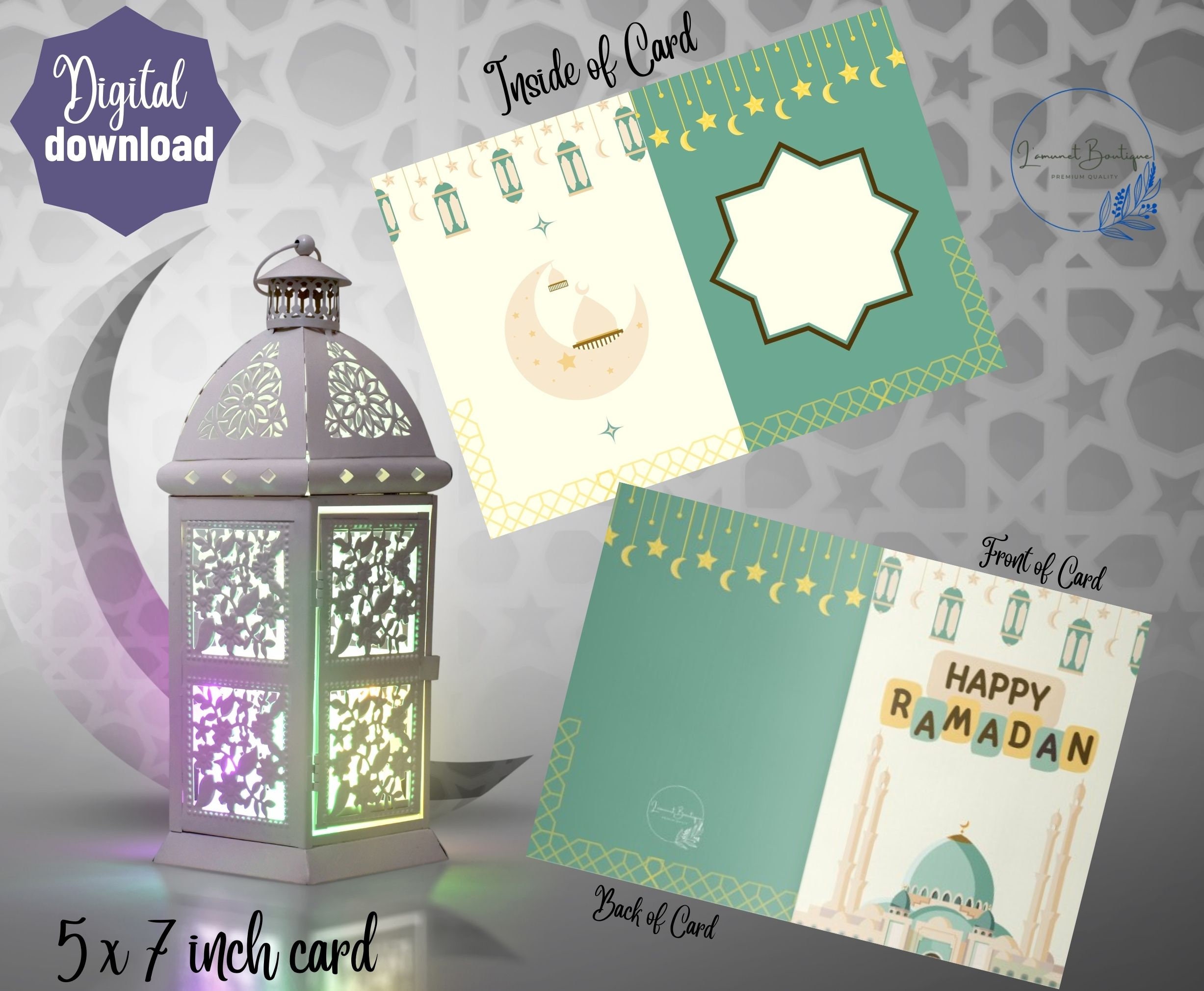 Printable Happy Ramadan Greeting Card Instant Download 5x7 Inch Card ...