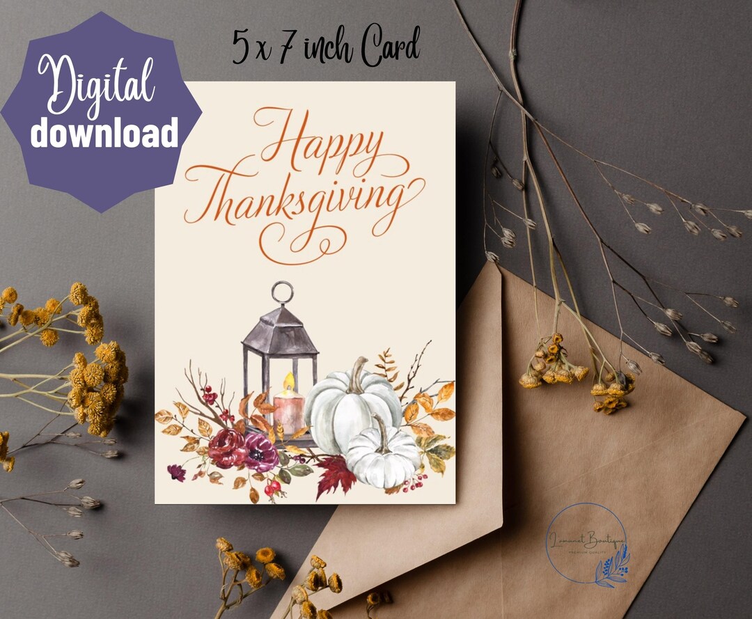 Printable Thanksgiving Greeting Card Instant Download 5x7 Inch Card for ...