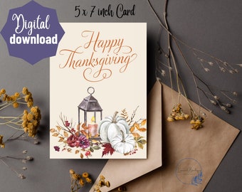 Printable Thanksgiving Greeting Card Instant Download 7x5 Inch Cards ...