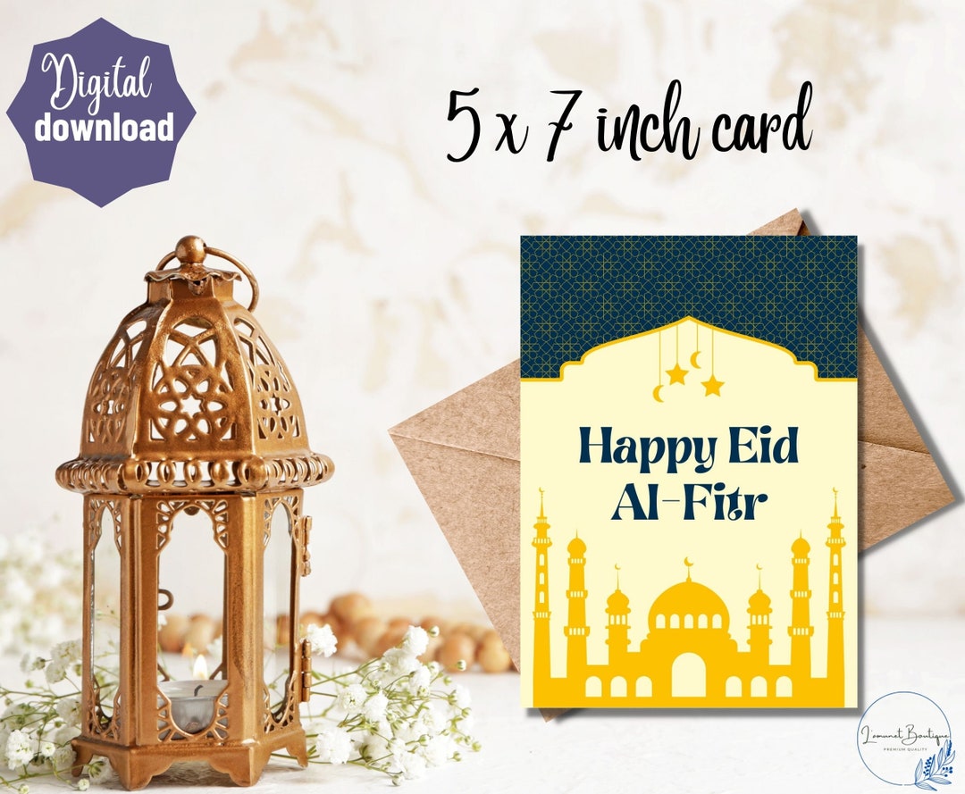 Printable Happy Eid Al-fitr Greeting Card Instant Download 5x7 Inch ...