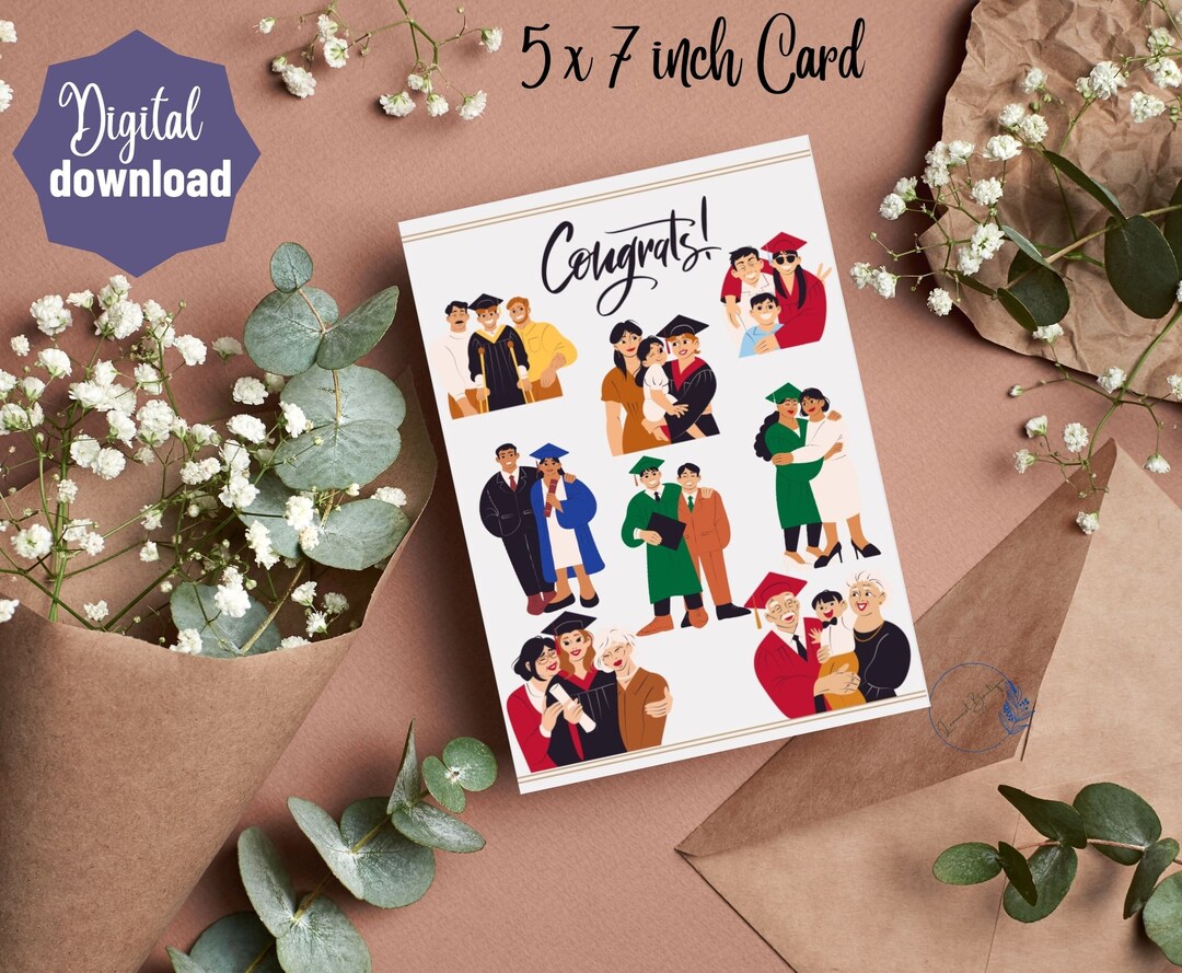 Printable Graduation Greeting Card Instant Download 5x7 Inch Card for ...