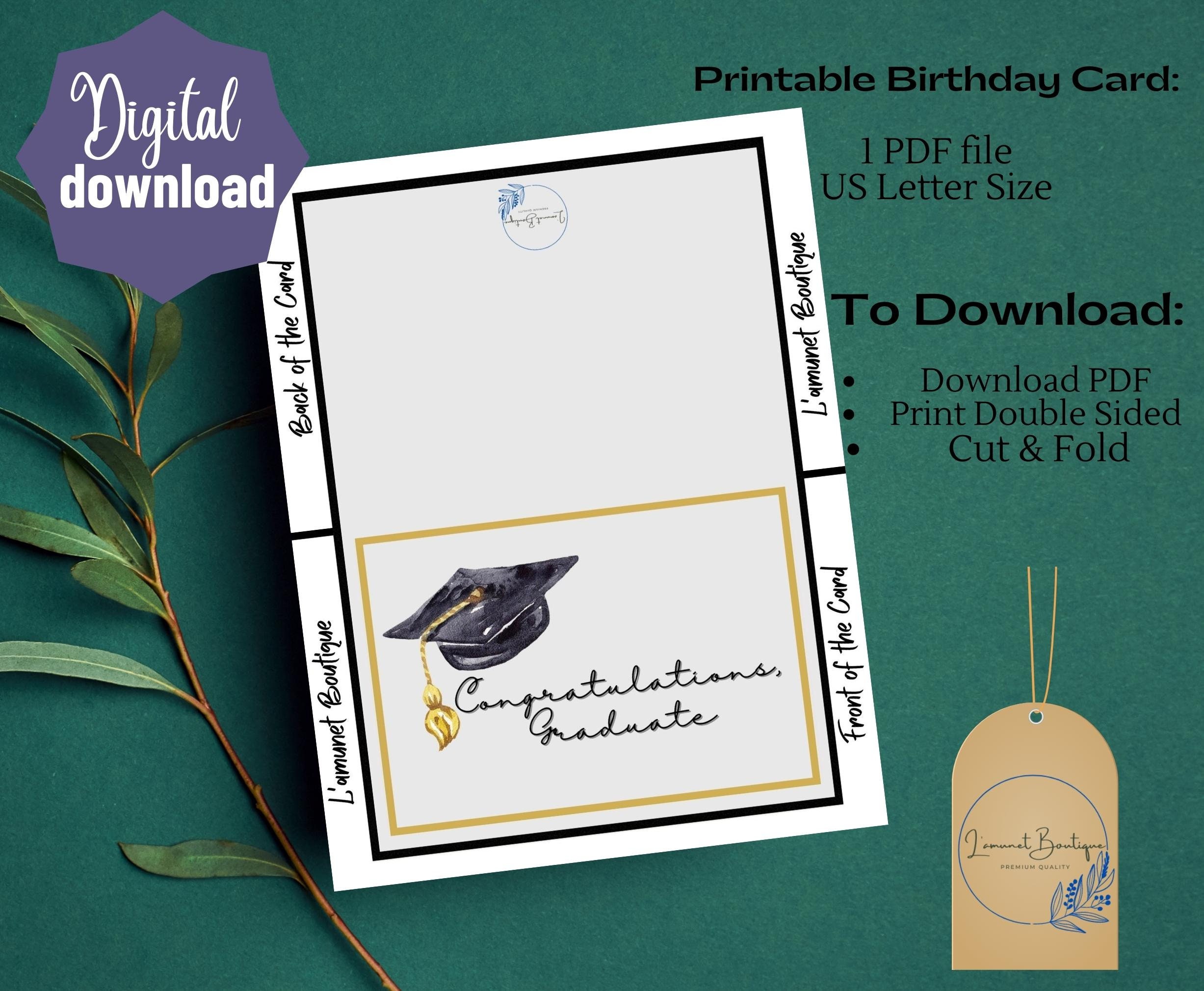 Printable Graduation Greeting Card Instant Download 5x7 Inch Card for ...