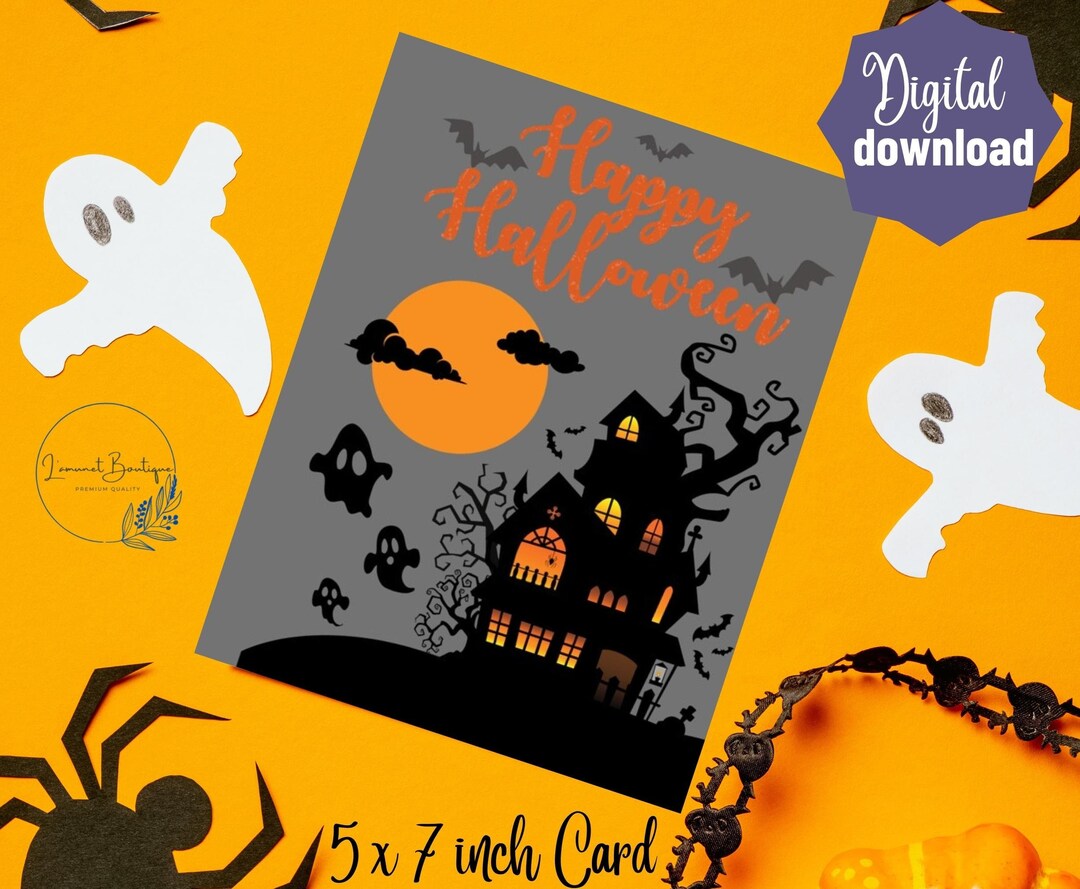 Printable Halloween Greeting Card Instant Download 5x7 Inch Card for ...
