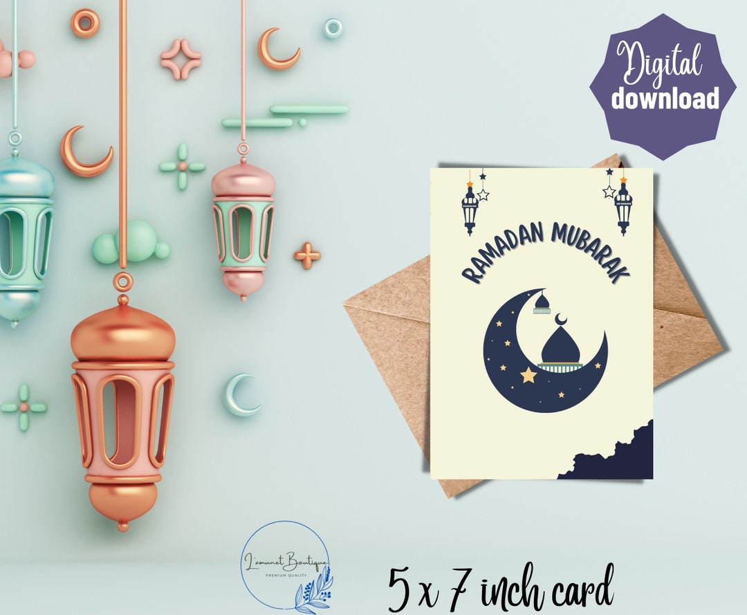 Printable Ramadan Mubarak Greeting Card Instant Download 5x7 Inch Card ...