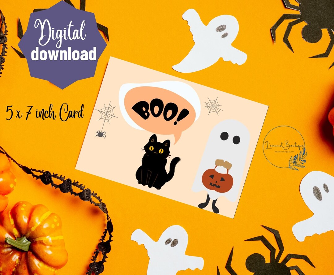 Printable Halloween Greeting Card Instant Download 5x7 Inch Card for ...