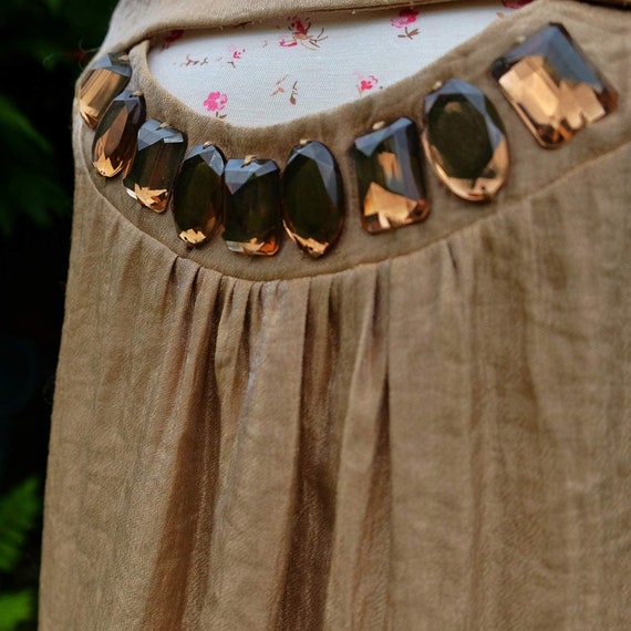 Beautiful Vintage 90s Pale Gold Jewel Long Evening Go… - Gem