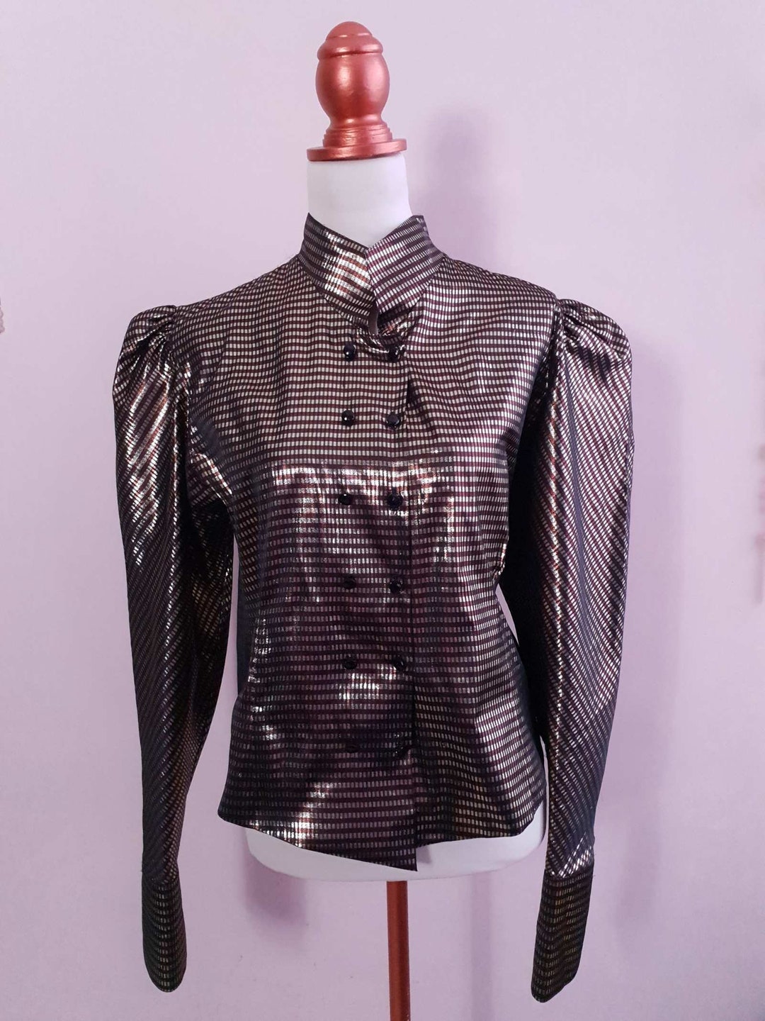 Vintage 1980s Jaeger Bronze Metallic Check Oversize Party Top - Etsy