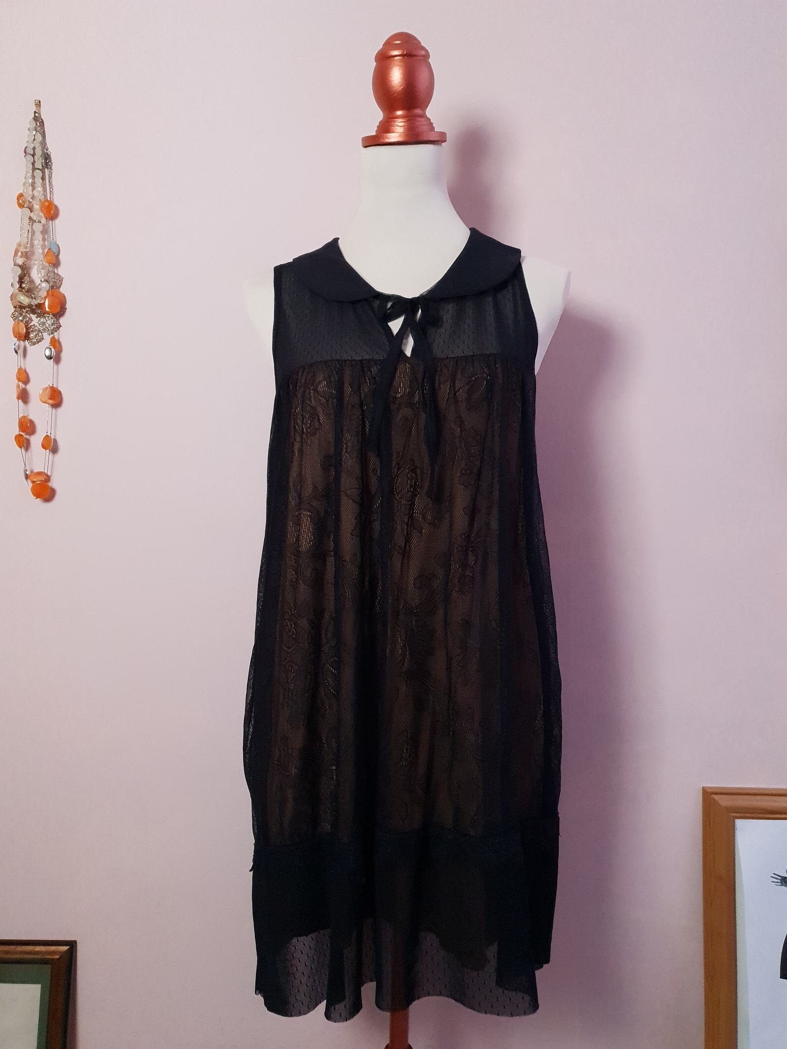 Cute Vintage 1990s Black Lace Baby Doll Dress Size 12 - Etsy