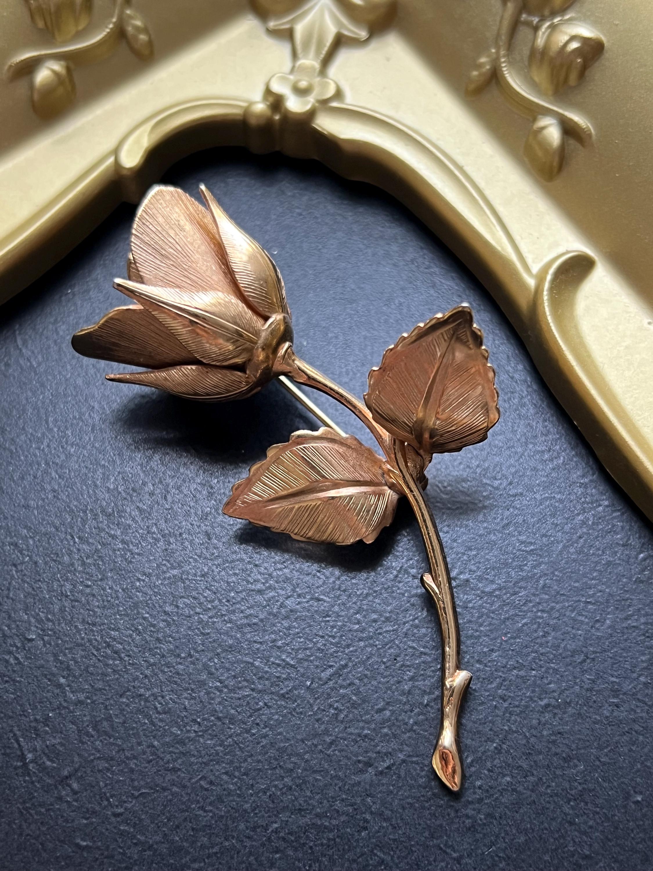 Vintage Signed Giovanni Gold Tone Rose Flower Brooch Pin - Etsy