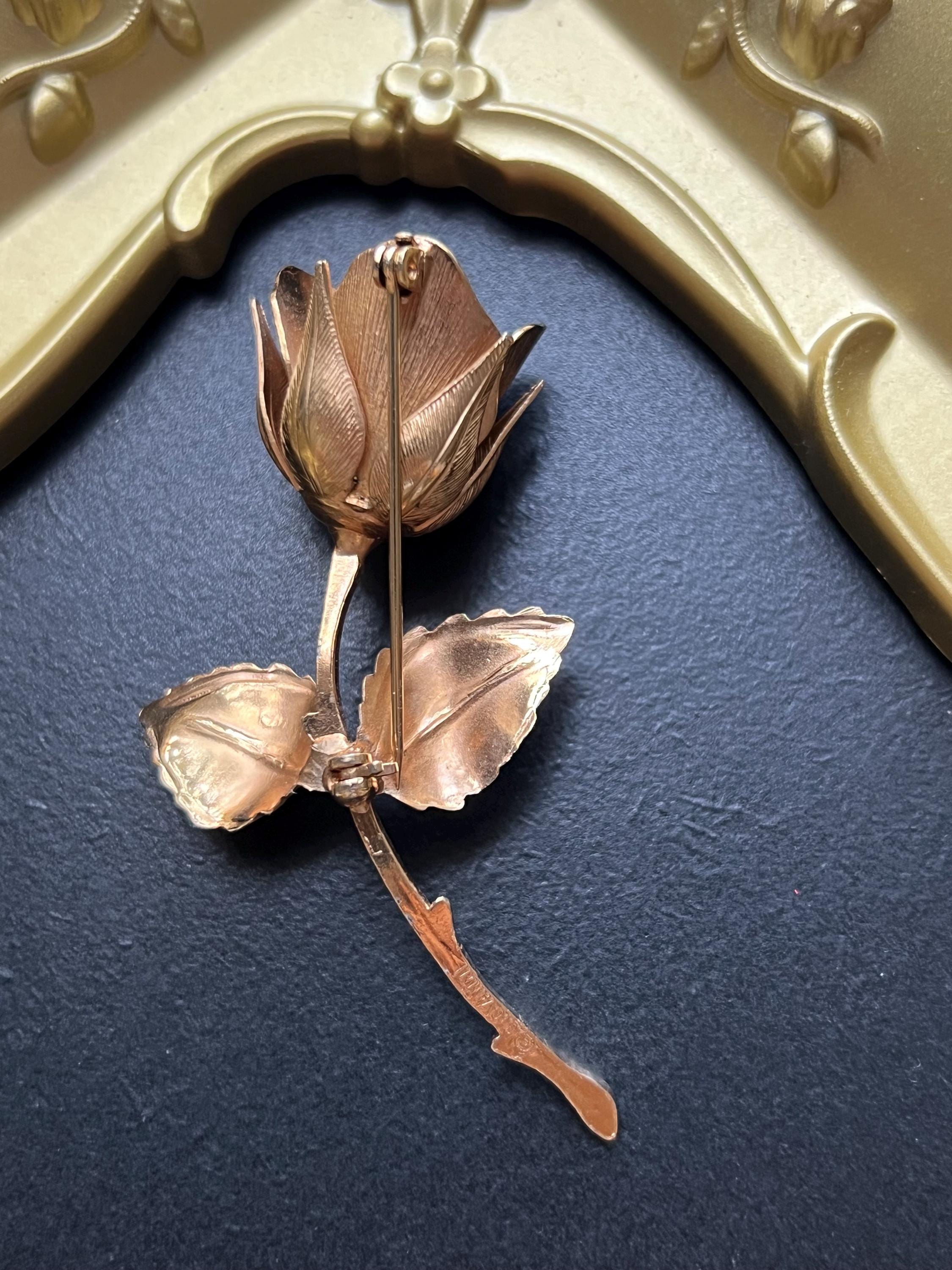 Vintage Signed Giovanni Gold Tone Rose Flower Brooch Pin - Etsy
