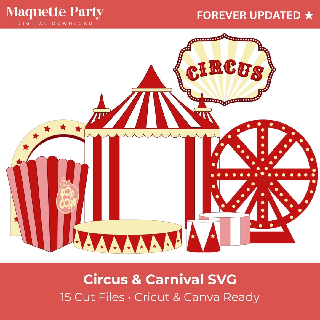 Circus SVG Bundle: 15 Carnival Cut Files for Cricut & Silhouette ...