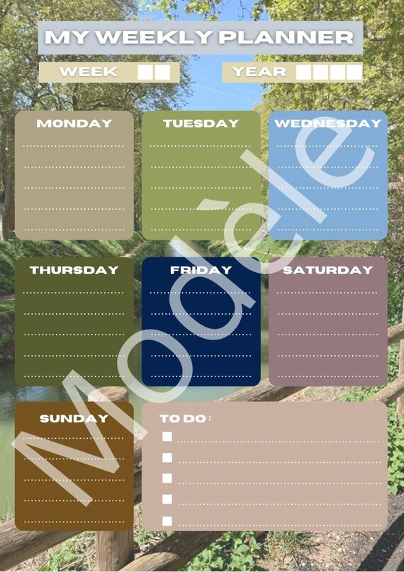 Weekly Planner Template Semainier English Version - Etsy