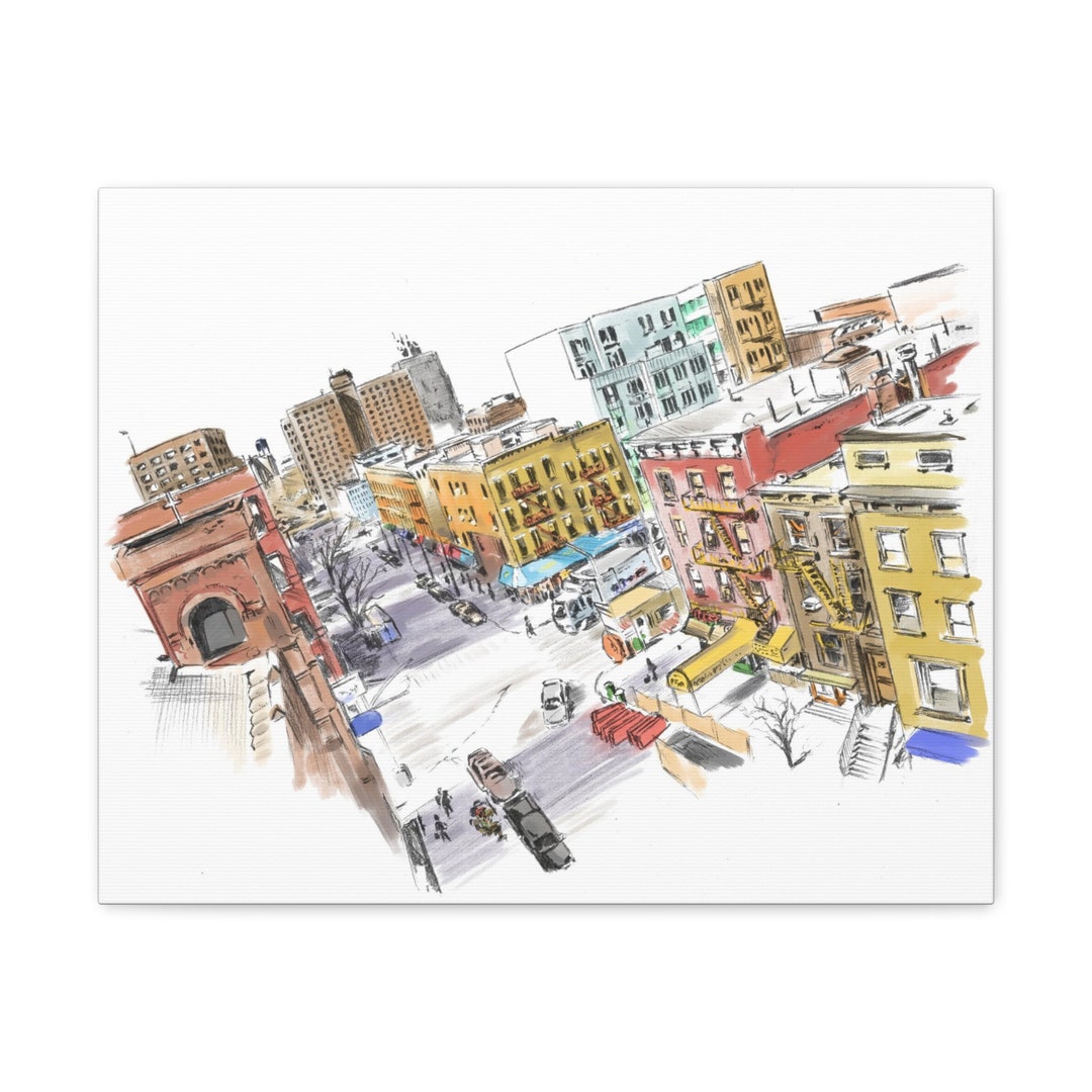 City Skyline Downtown Graphite Pencil Skyscraper Wall Art Urban ...