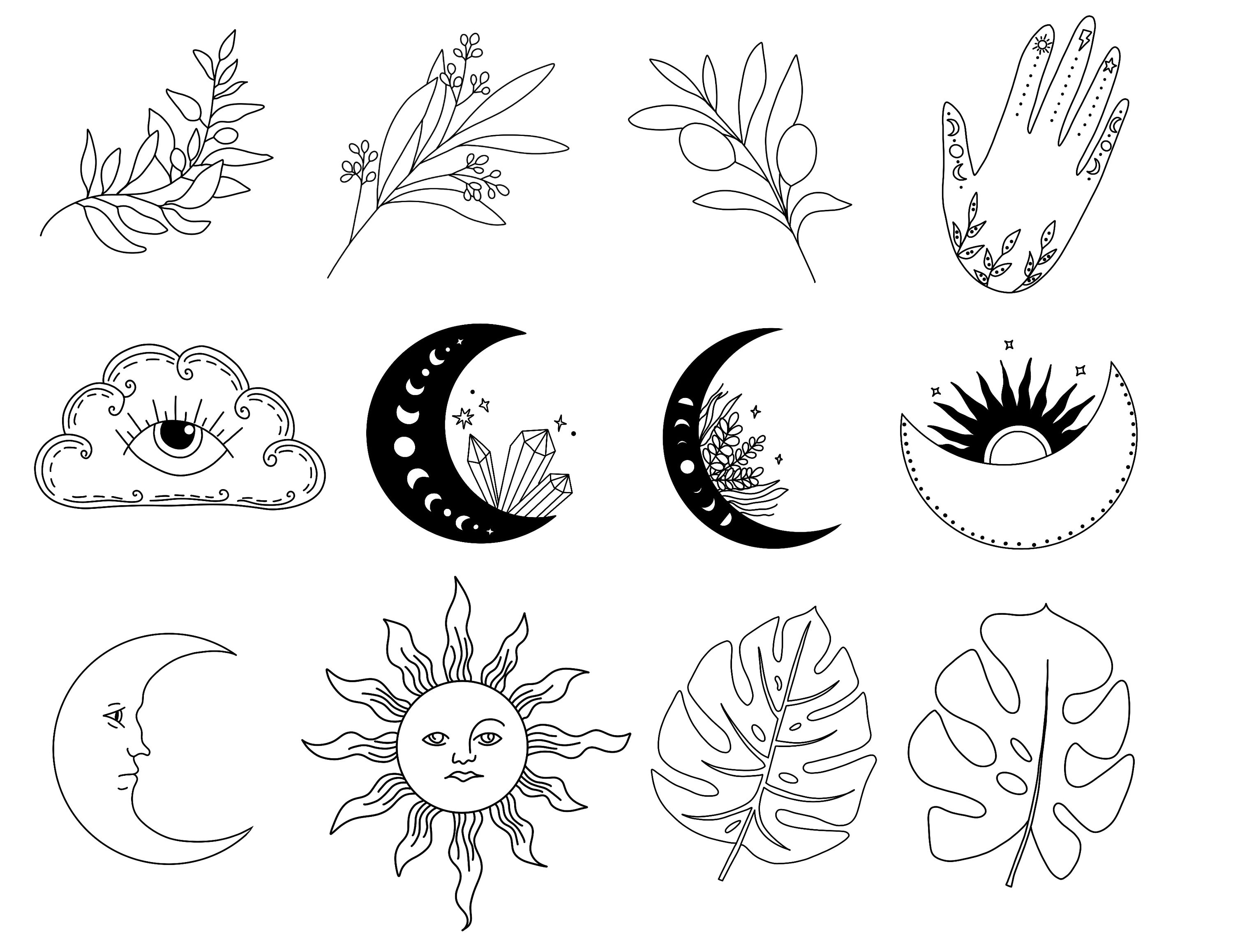 Boho Elements, Neutral Boho Clipart, Boho Shapes Bundle, Monochrome ...