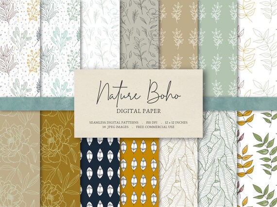 Boho Digital Paper Floral Digital Paper Seamless Flower - Etsy