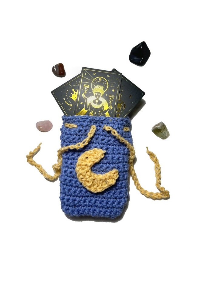 Crochet Crescent Moon Drawstring Pouch - Etsy