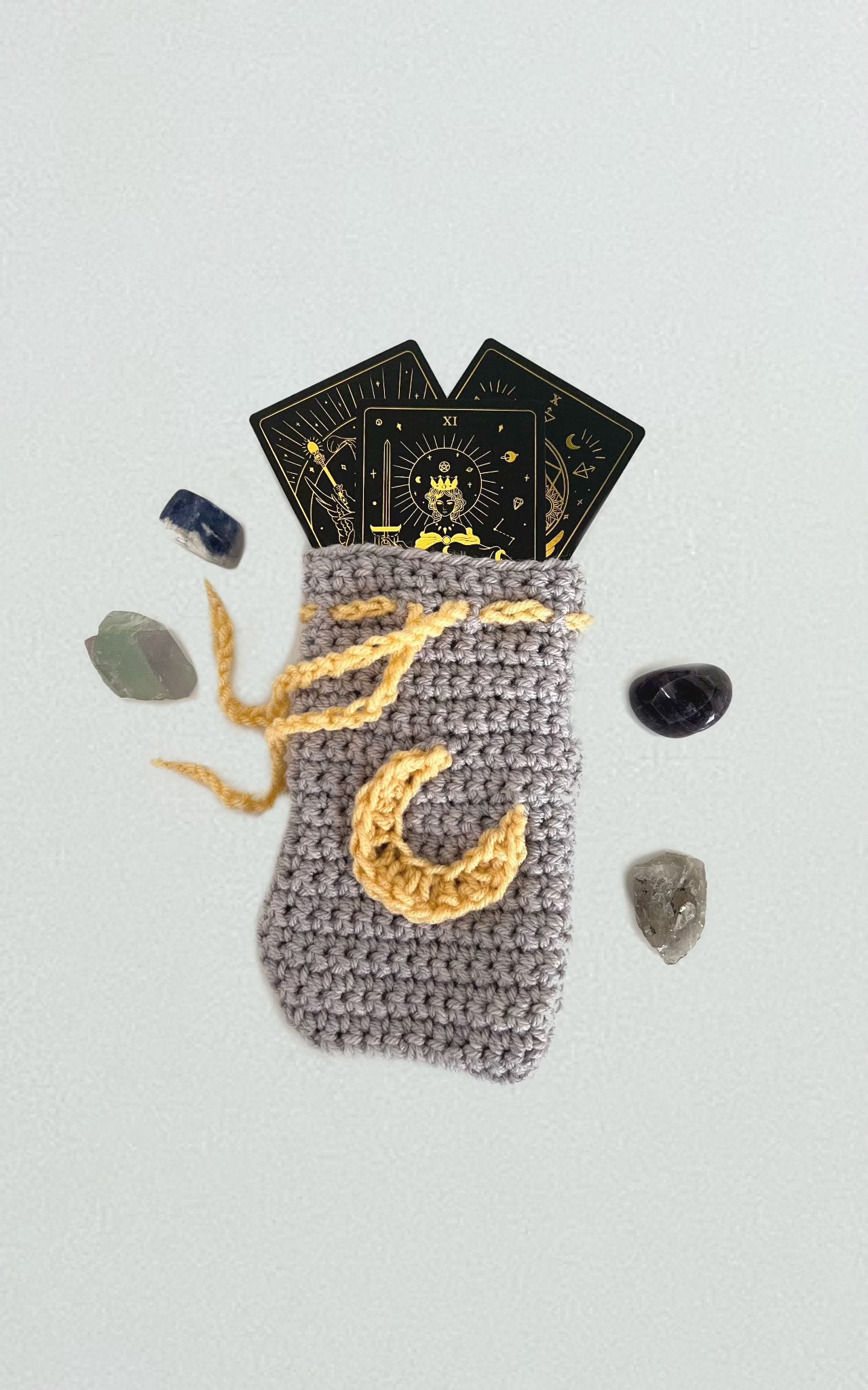 Crochet Crescent Moon Drawstring Pouch - Etsy