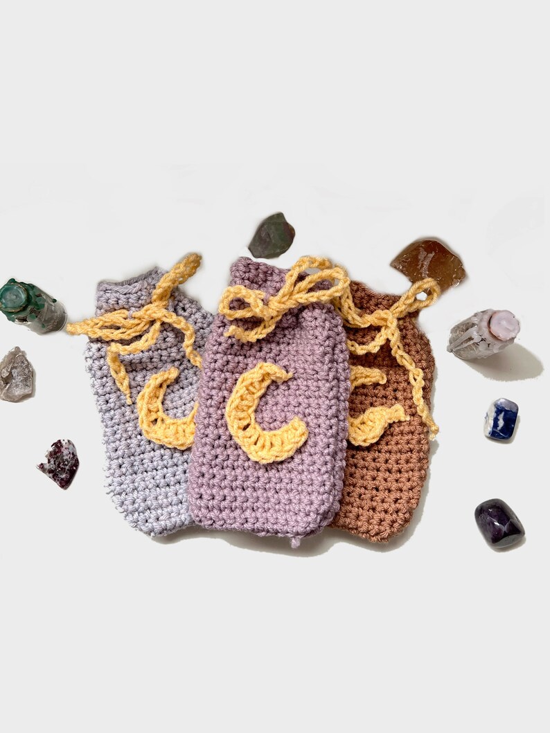 Crochet Crescent Moon Drawstring Pouch - Etsy