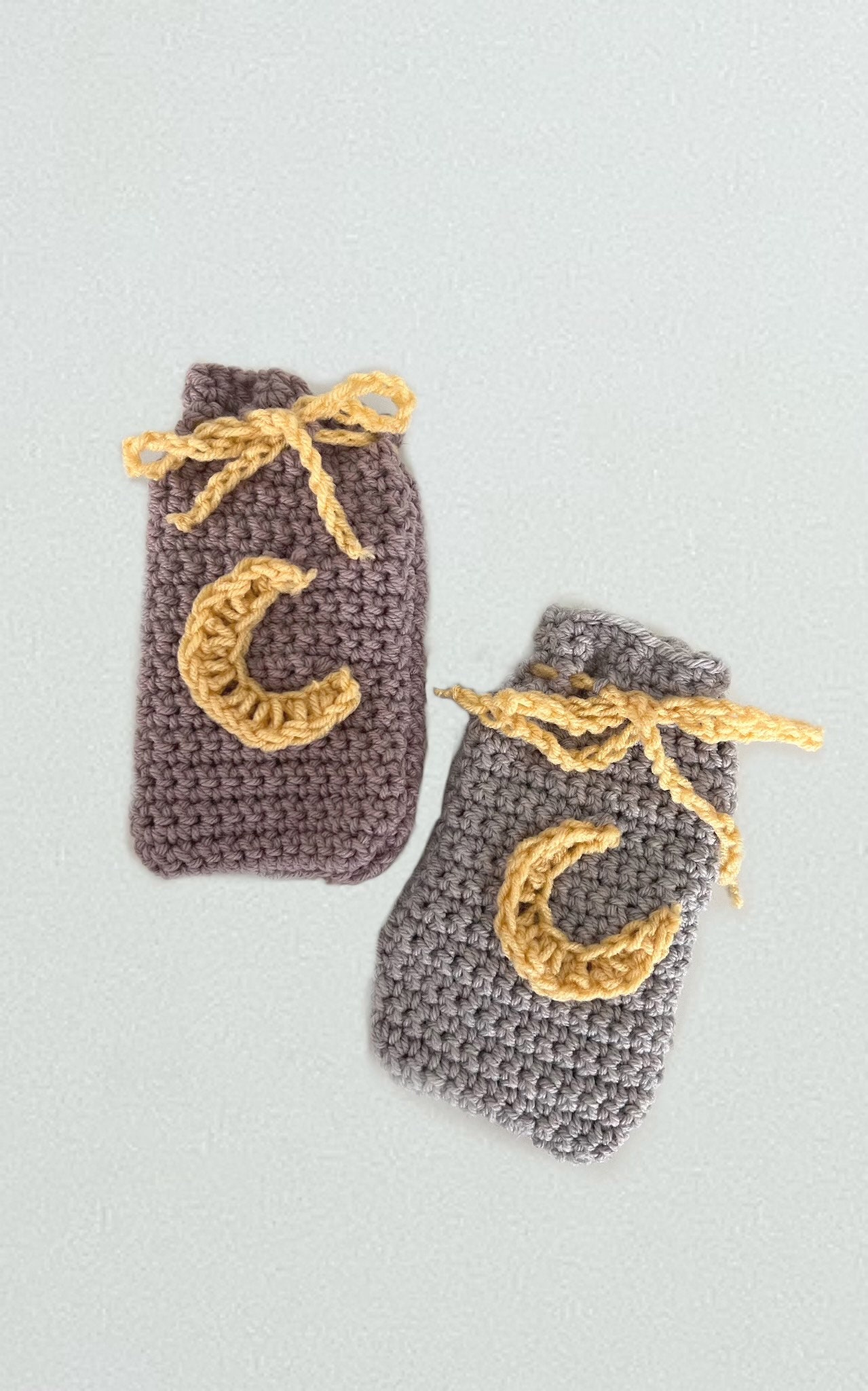 Crochet Crescent Moon Drawstring Pouch - Etsy