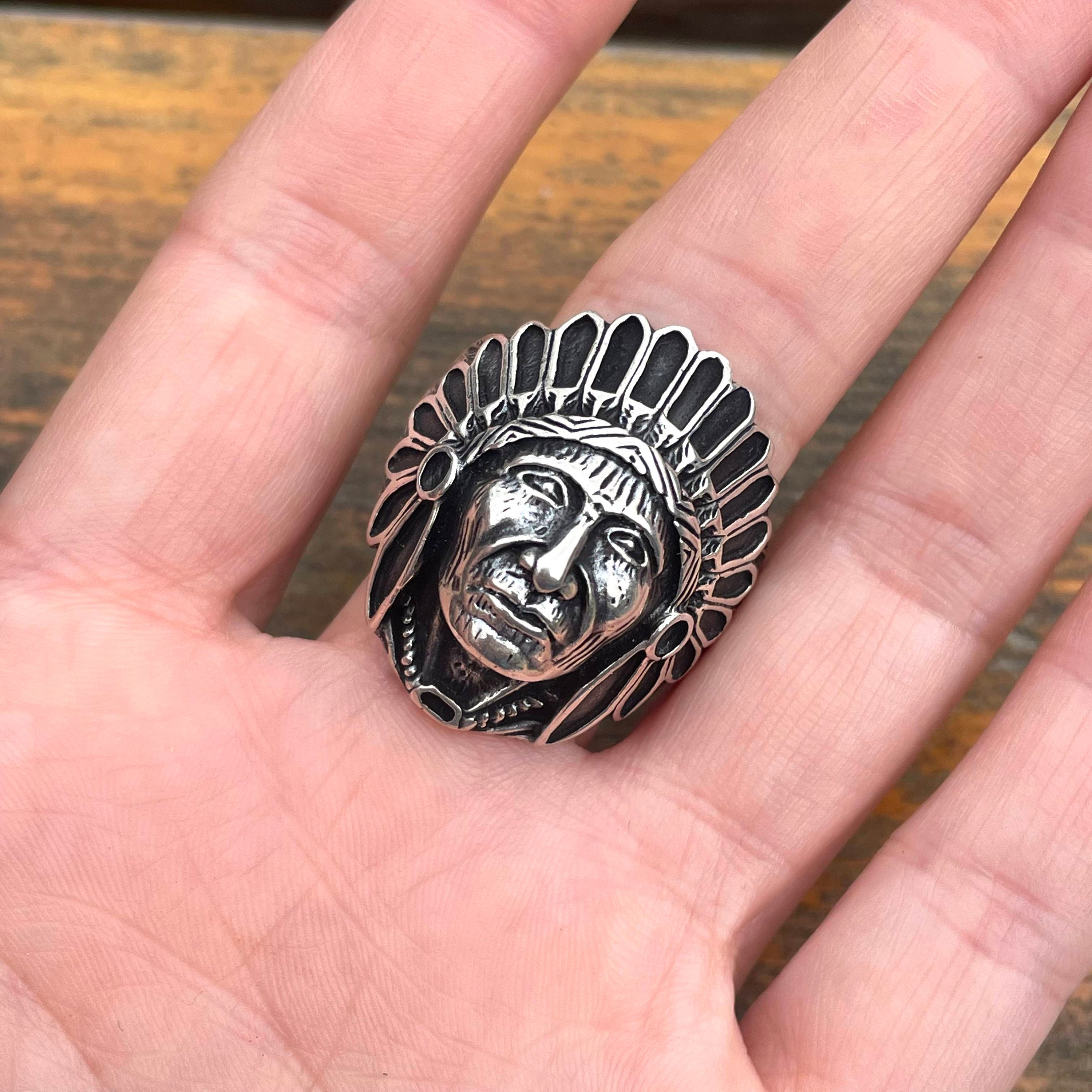 Native American Chief Sterling 925 Sterling Silver Ring Indian Head ...